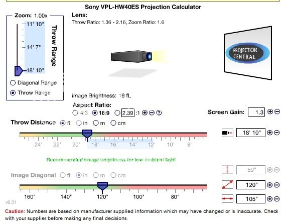 Optimal screen for 11' distance. 120? 150? | AVS Forum